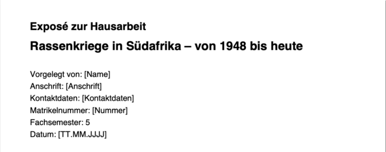 Exposé Hausarbeit Beispiel PDF: In 3 Schritten zur Vorlage!